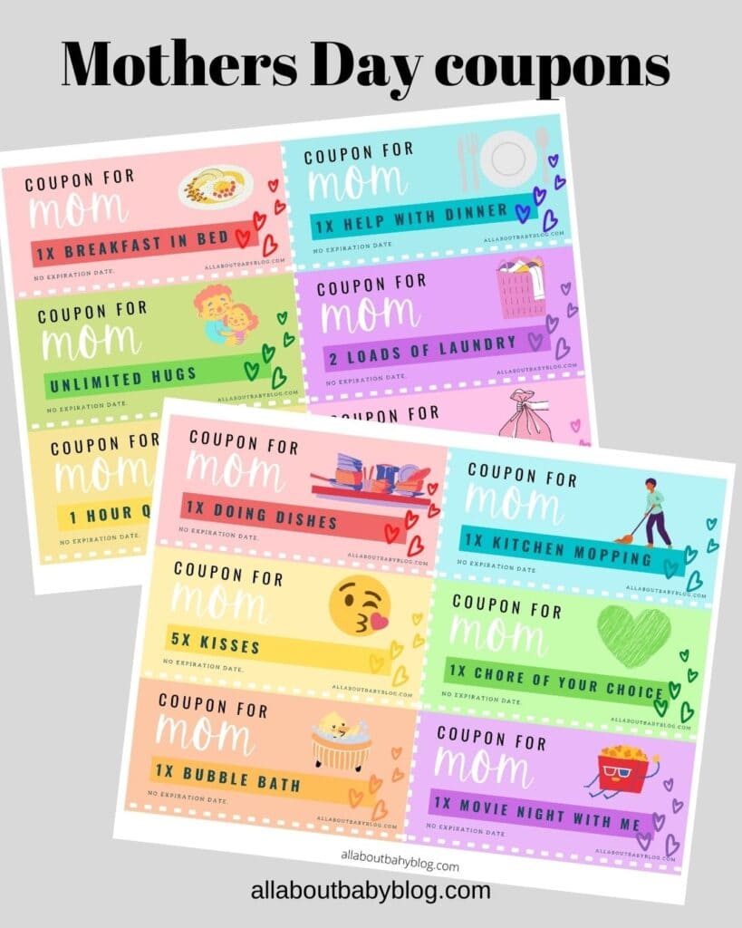 Free printable Mother's Day coupons - All about Baby Blog